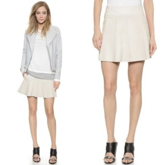 Vince | Skirts | Vince Pleated Leather Skirt Goat Silver Sierra | Poshmark